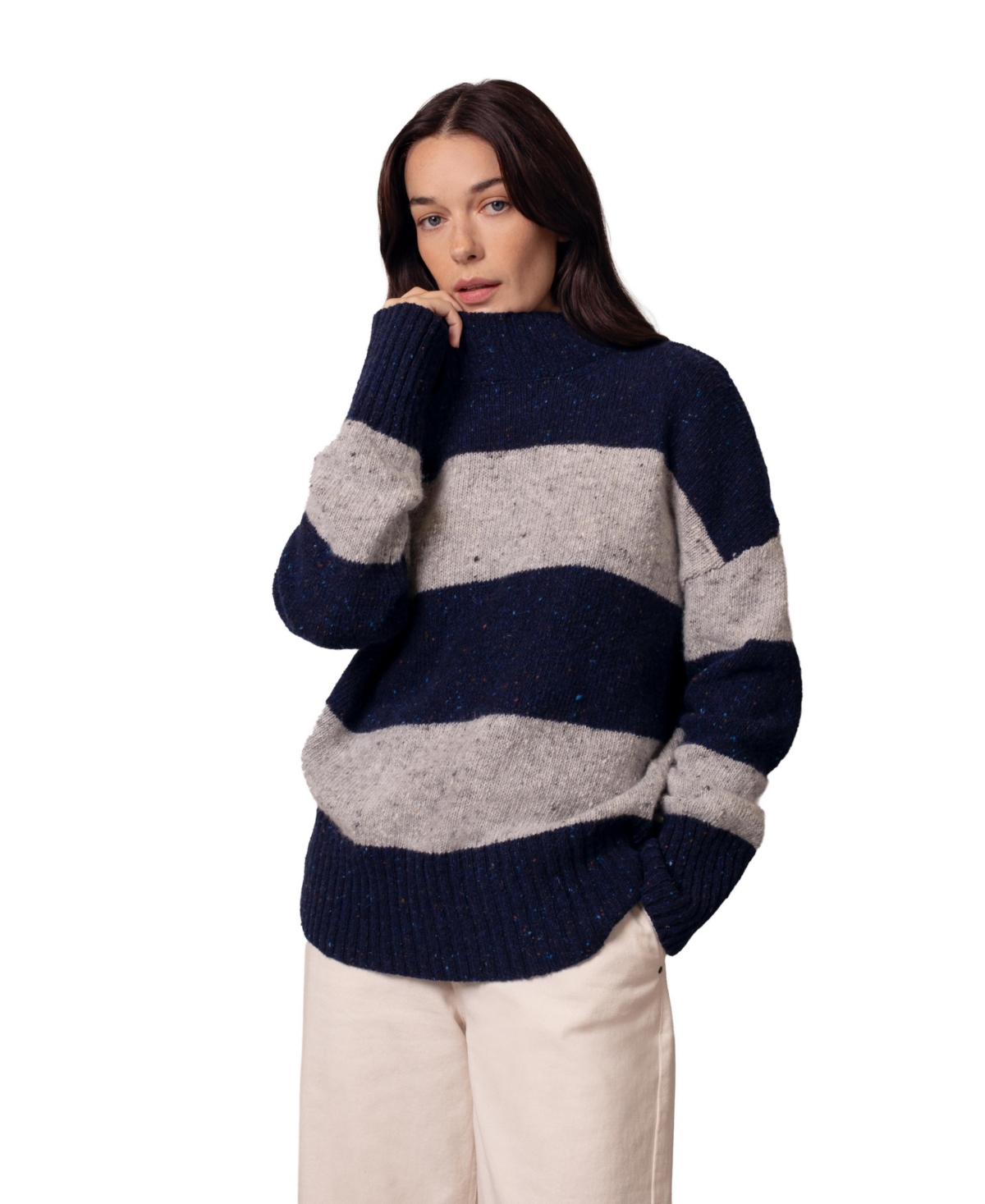 Click here for Celtic & Co. Womens Donegal Colourblock Funnel Nec... prices