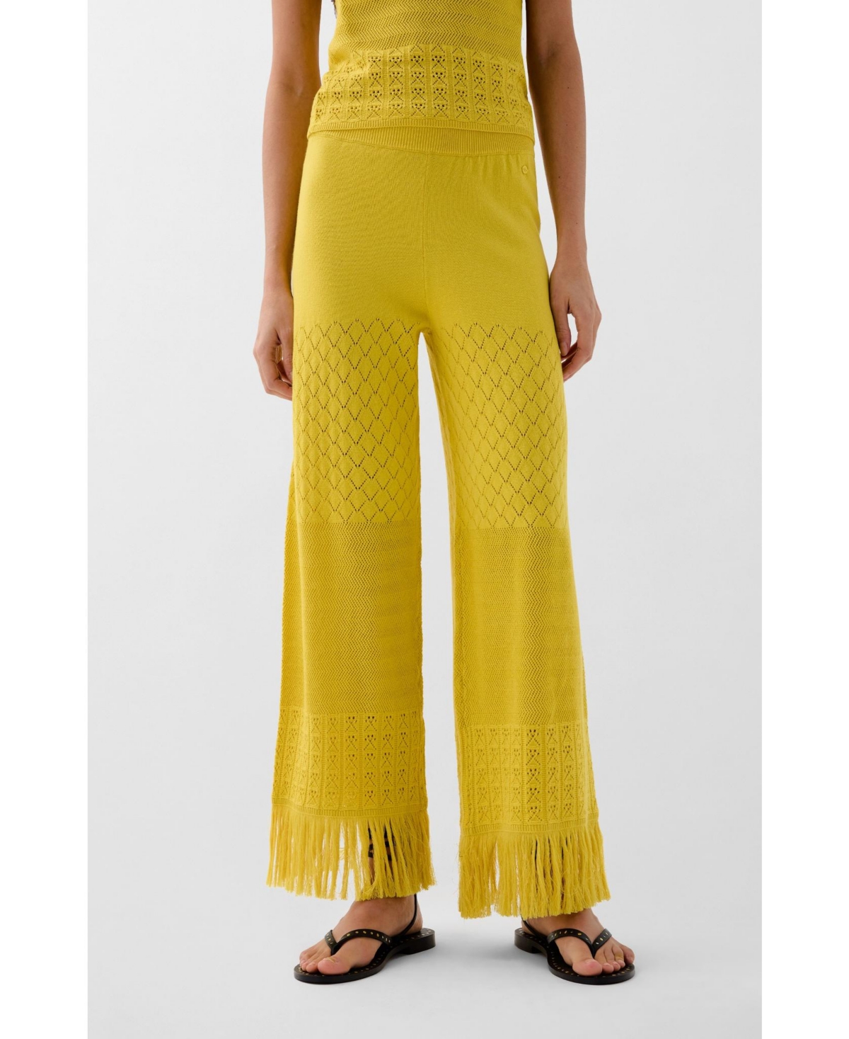 Click here for Scalpers Womens Pointelle Knit Pant - Yellow prices