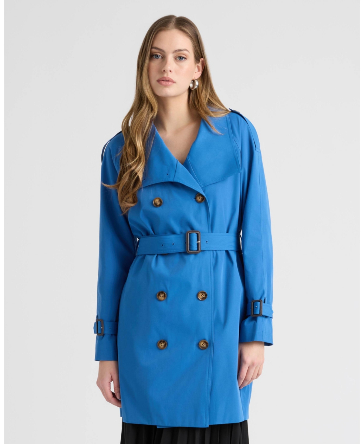 Click here for Nvlt Womens Trench Coat with Self Belt - Denim blu... prices