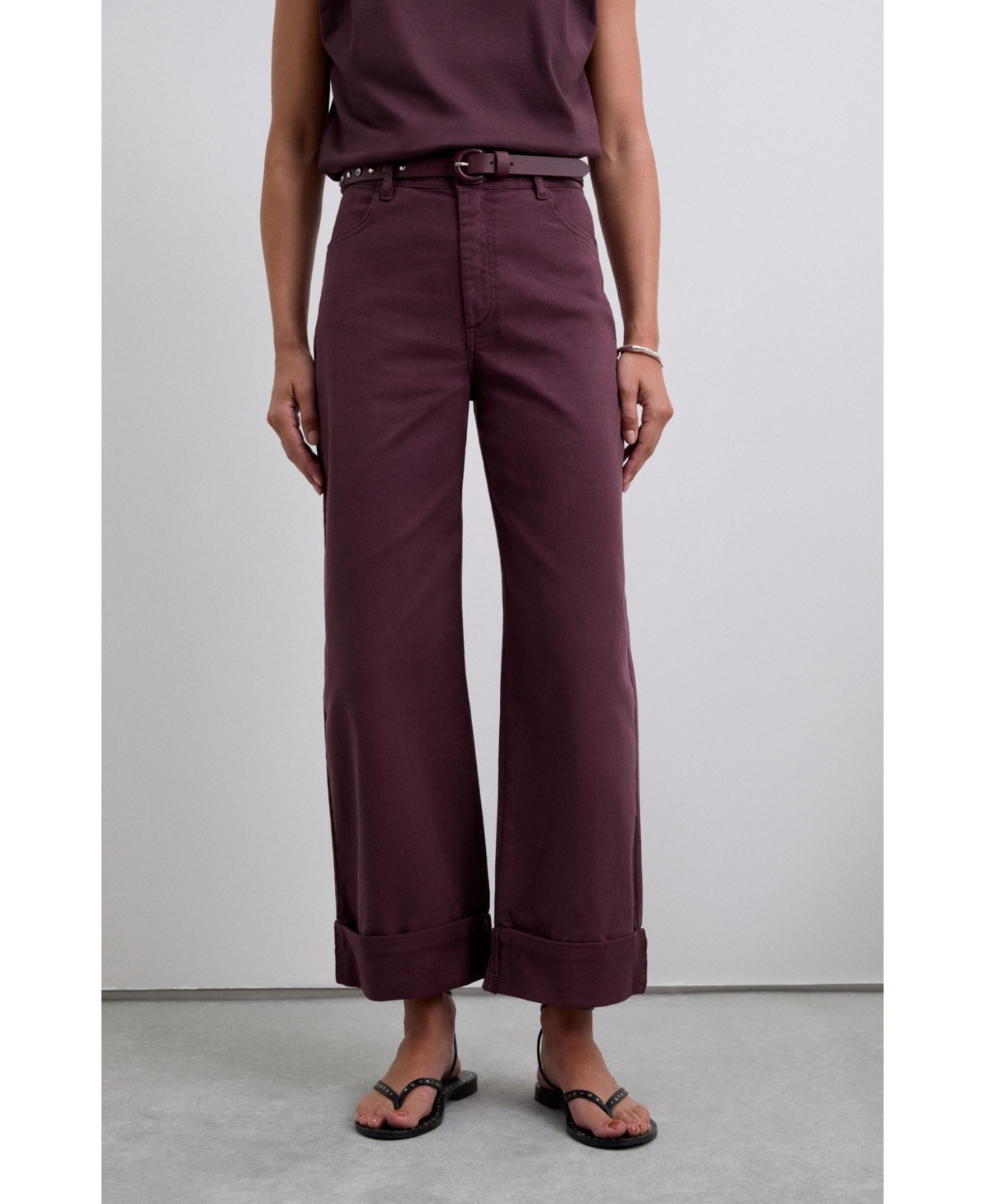 Click here for Scalpers Womens Folded Denim Pant - Purple prices