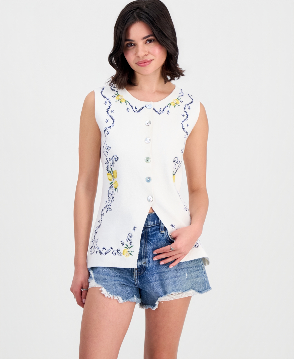 Click here for Driftwood Womens Deanna Limoncello Crewneck Knit V... prices