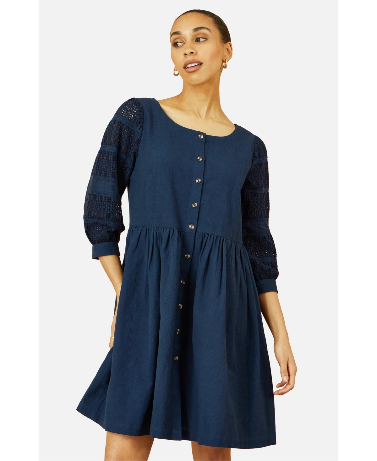 Click here for Yumi Womens Broderie Anglaise Puff Sleeve Dress -... prices