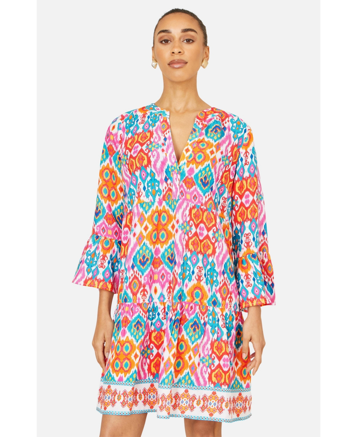 Click here for Yumi Womens Ikat Print Viscose Beach Tunic Dress -... prices