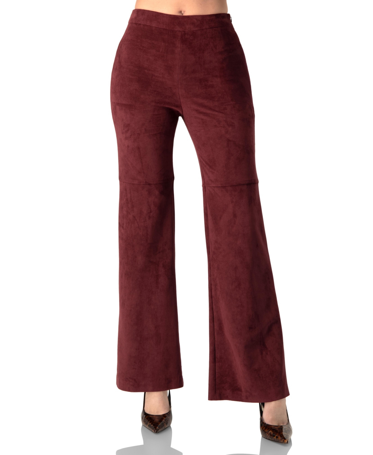 Click here for Ivonne Womens Straight-Leg Faux-Suede Pants - Wine prices