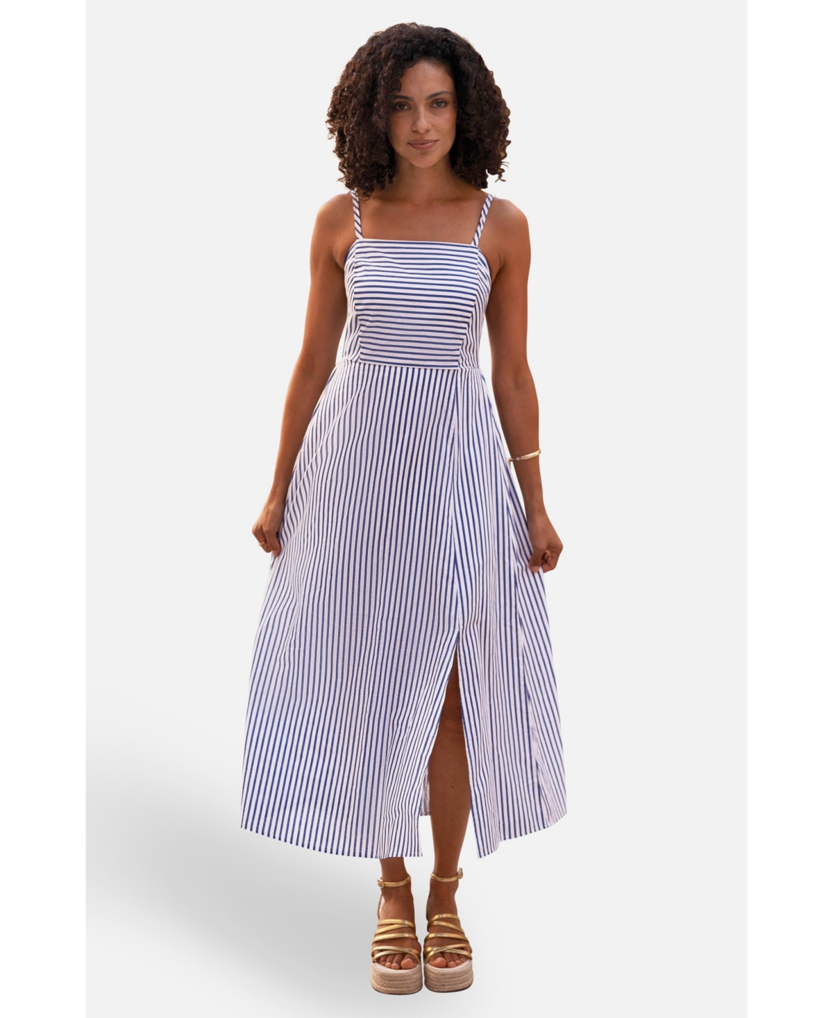 Click here for Yumi Womens Cotton Midi Sun Dress - Blue prices
