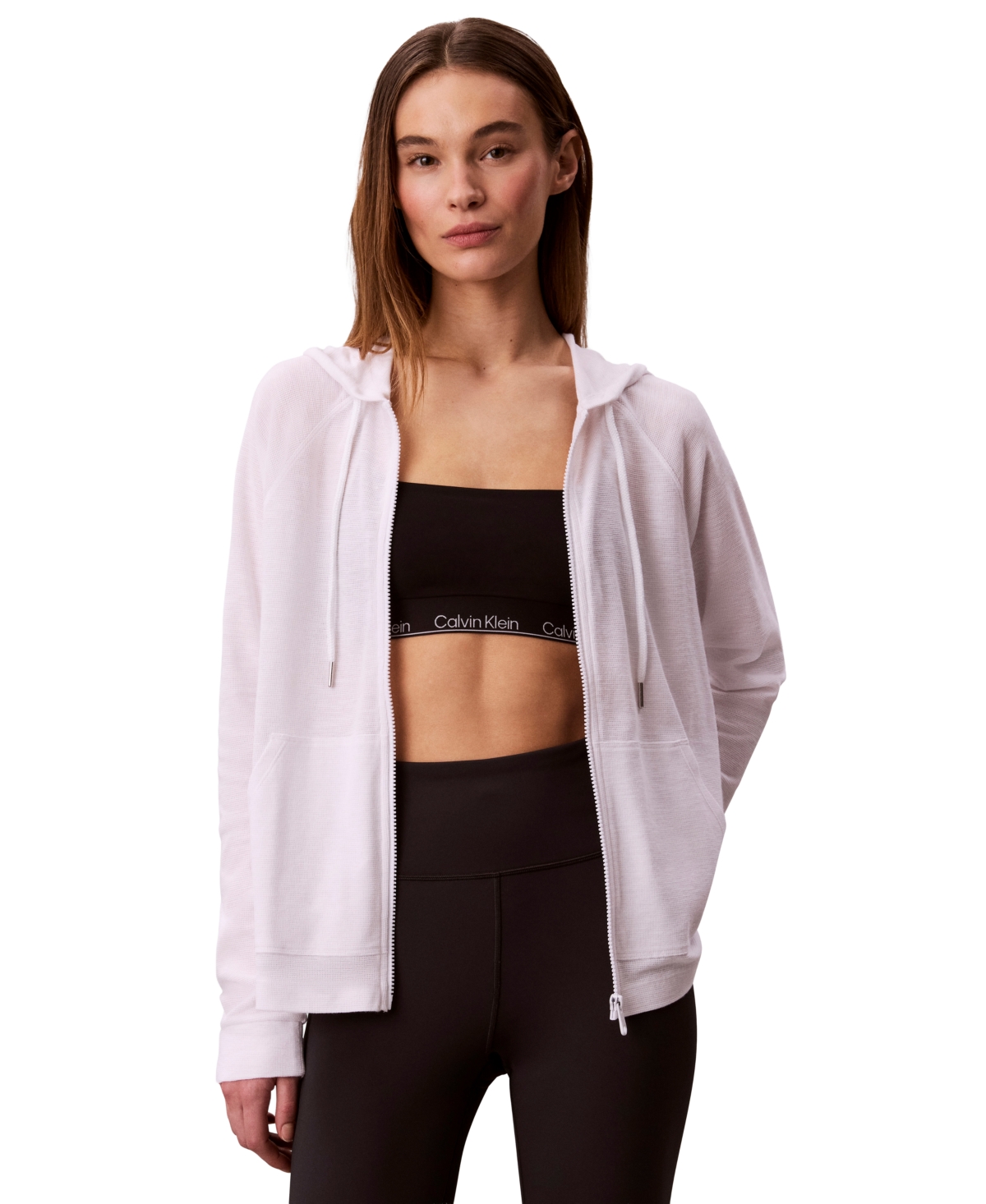 Calvin Klein Performance Womens Icon Sport Full Zip Lightweight Jacket - White