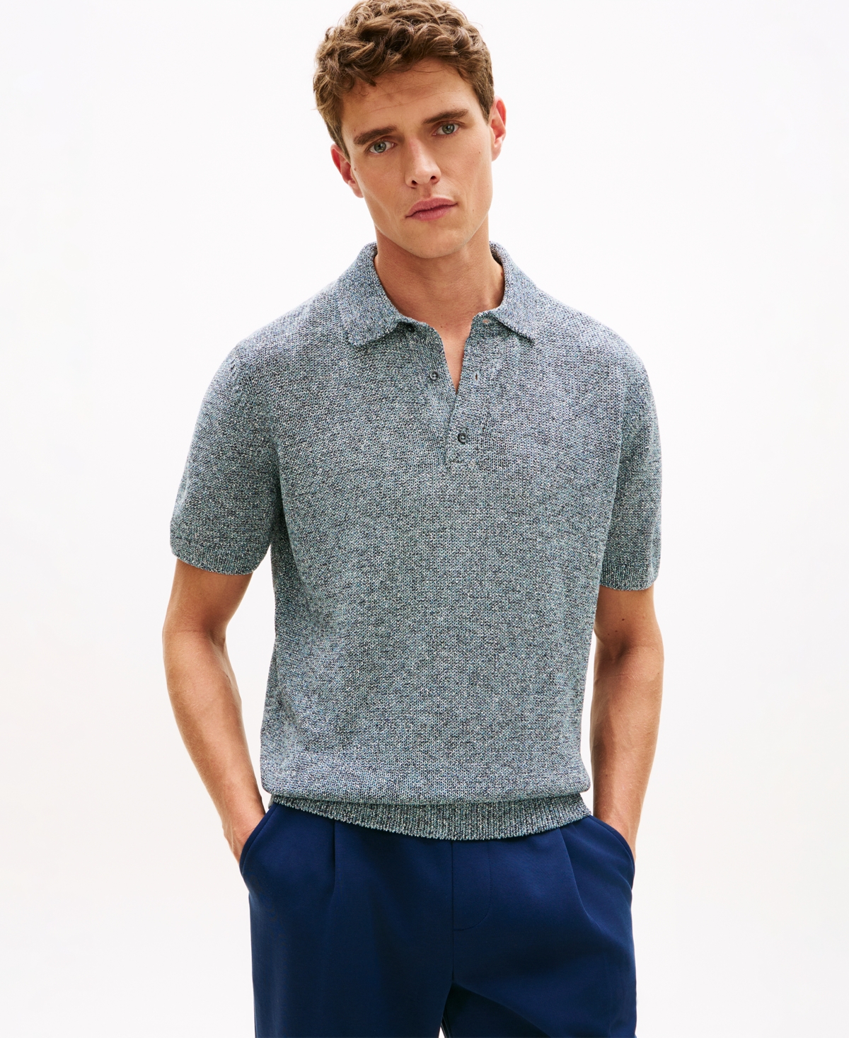 Click here for Tommy Hilfiger Mens Spread Collar Mouline Polo Shi... prices