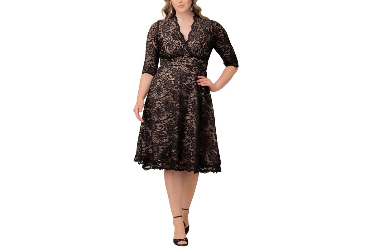 Click here for Womens Plus Size Mademoiselle Lace Cocktail Dress... prices