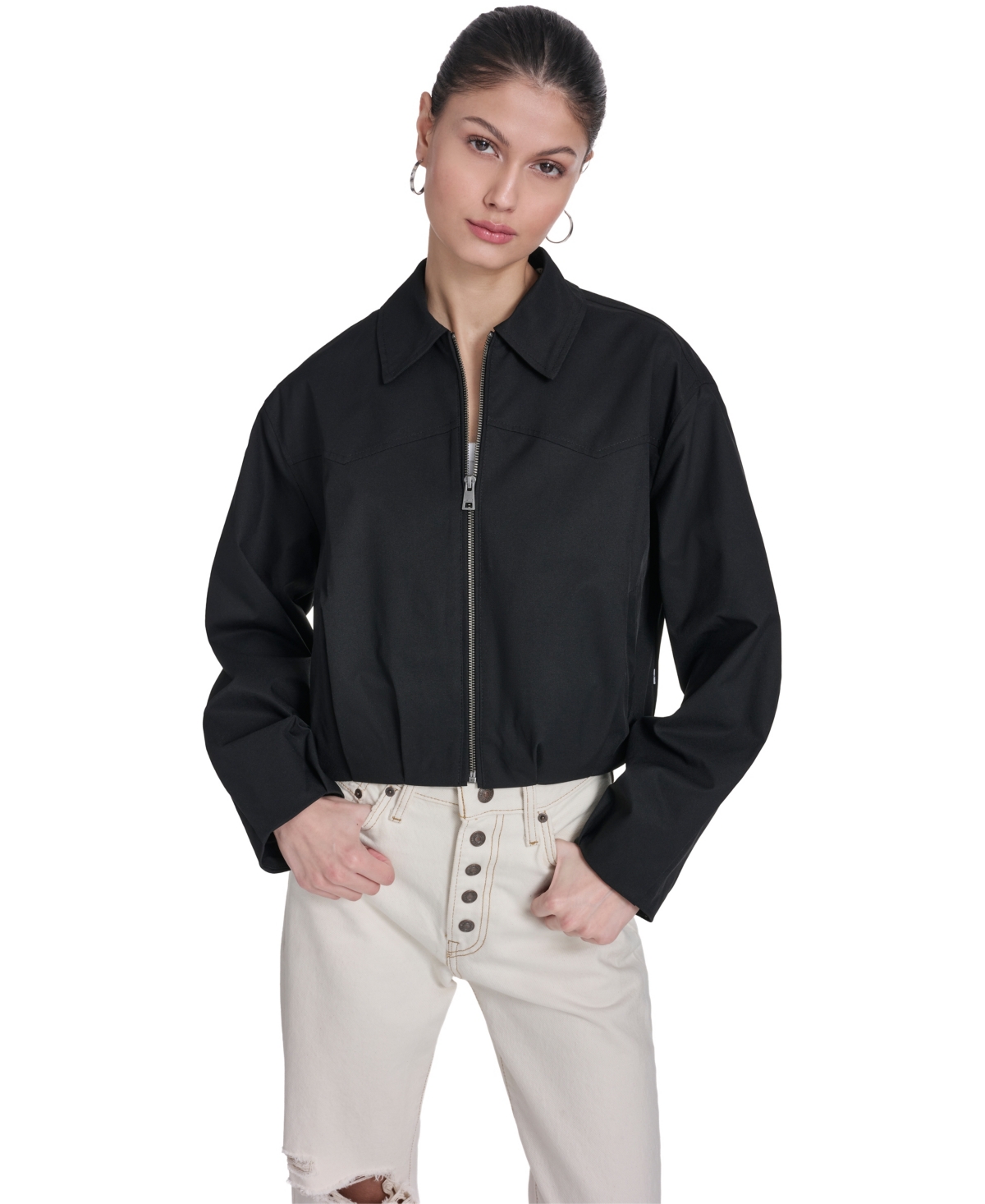 Click here for Levis Womens Bubble Hem Collared Bomber Jacket - B... prices