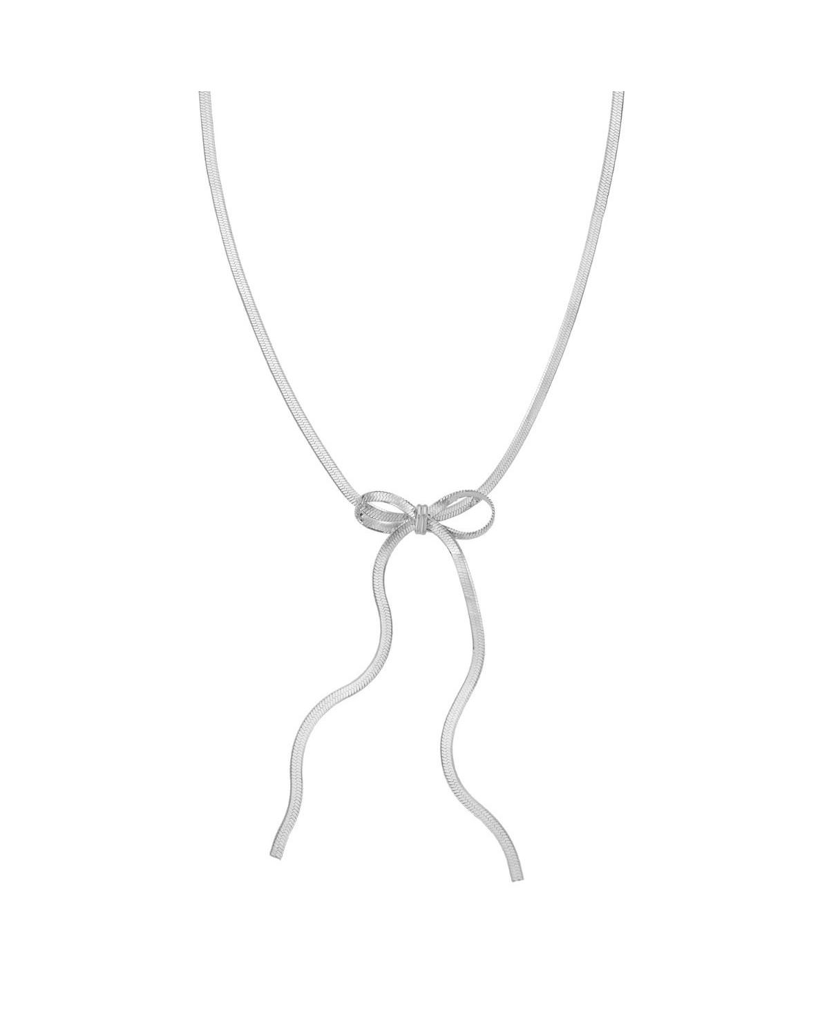Click here for The Lovery Herringbone Bow Necklace Sterling Silve... prices