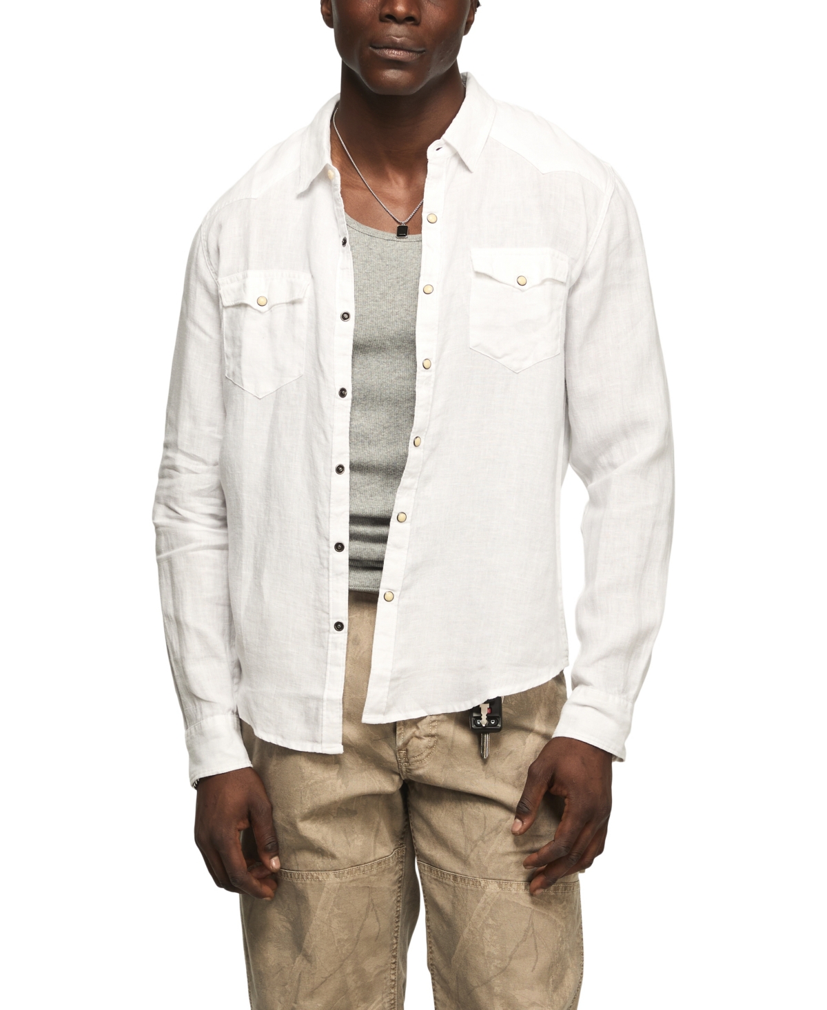 Click here for Lucky Brand Mens Spread Collar Western Shirt - Bri... prices