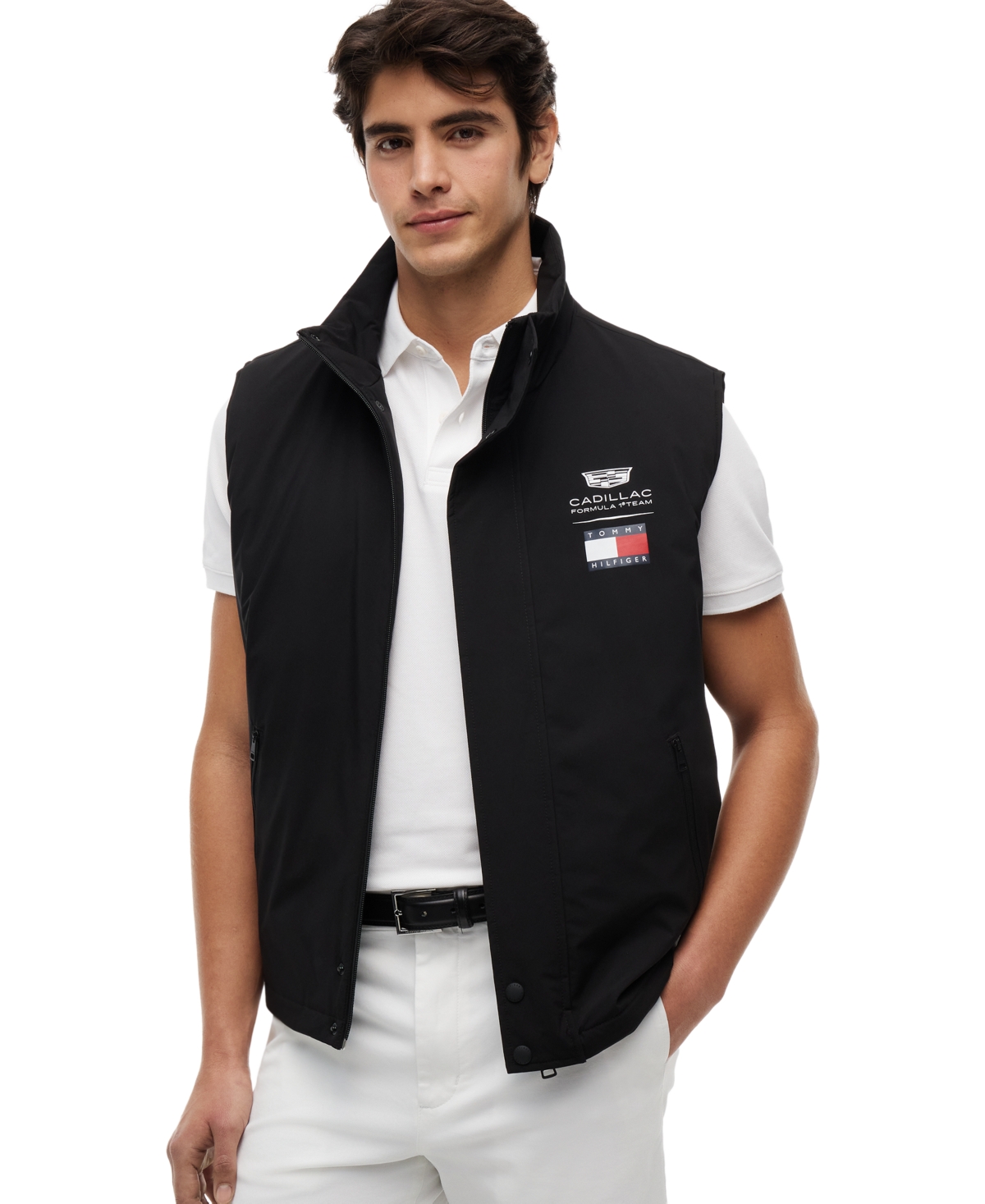 Click here for Tommy Hilfiger Mens Logo Details Zipper Vest - Bla... prices