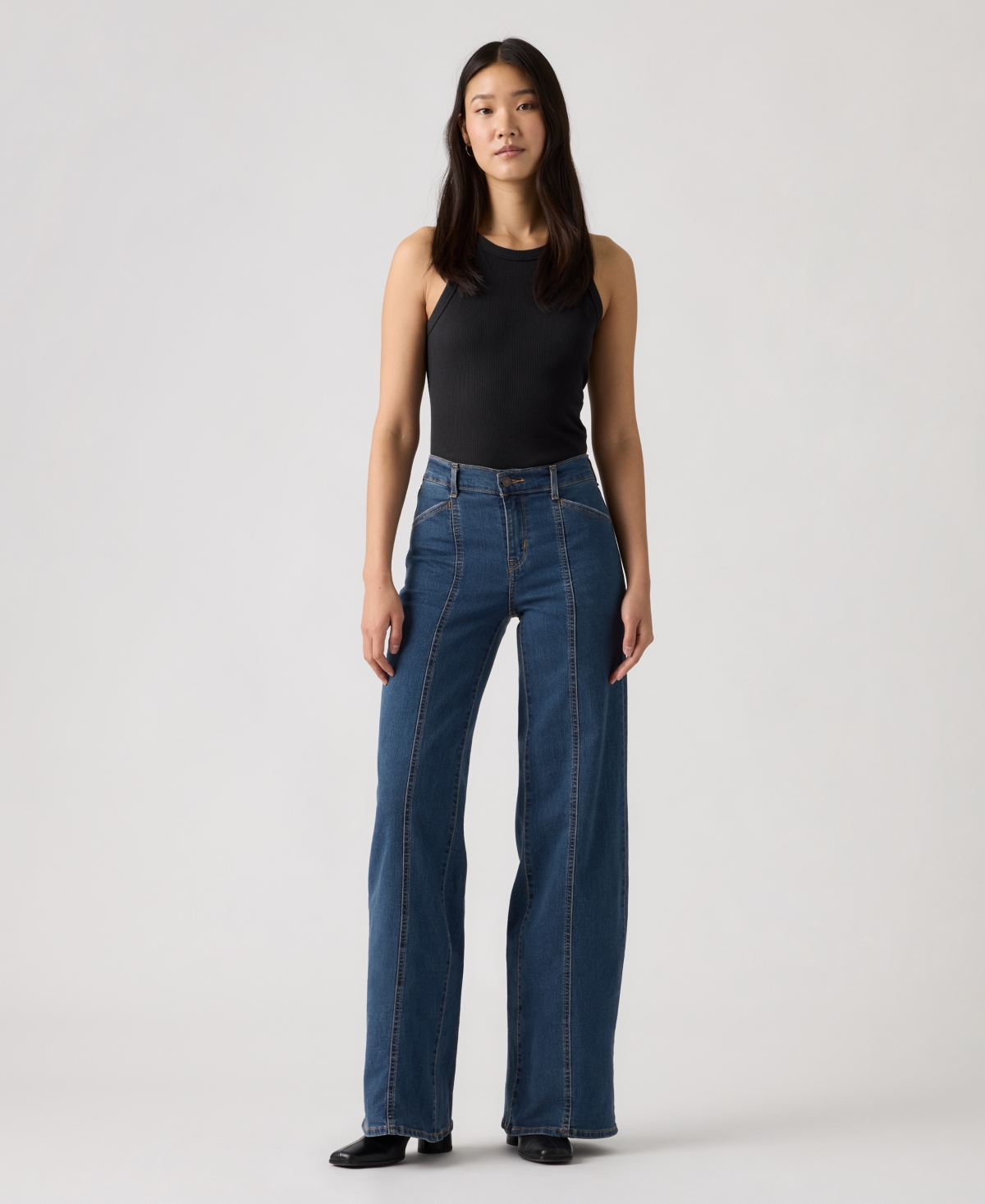 Click here for Levis Womens 318 Seamed Wide-Leg Jeans - Is It Den... prices