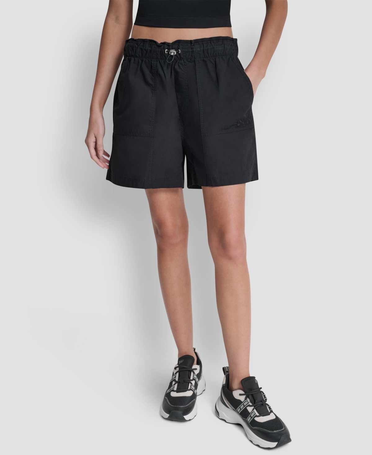 Click here for Dkny Sport Womens Mid-Rise Bungee Waist Shorts - B... prices