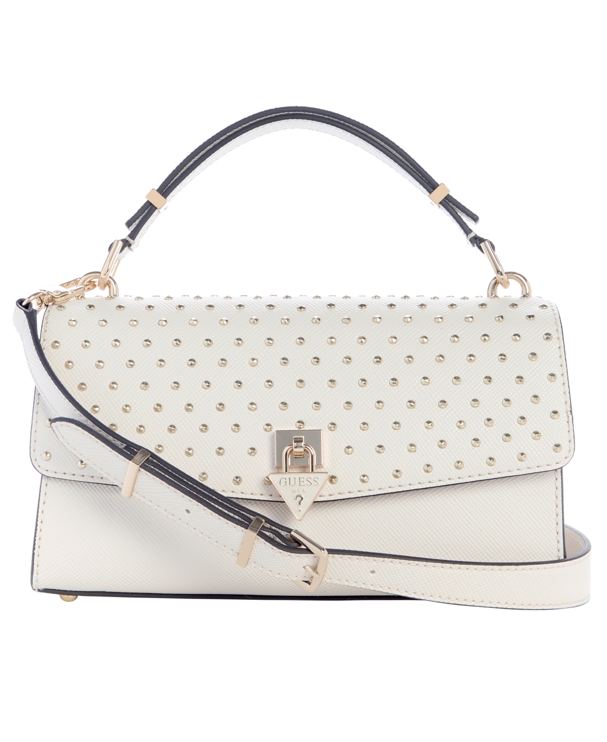 Click here for Guess Patsie Top Handle Flap Small Bag - White prices