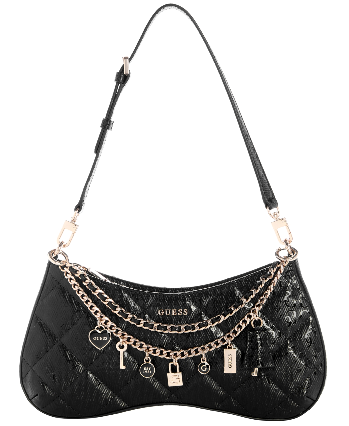 Click here for Guess Libby Small Top Zip Shoulder Bag - Black prices