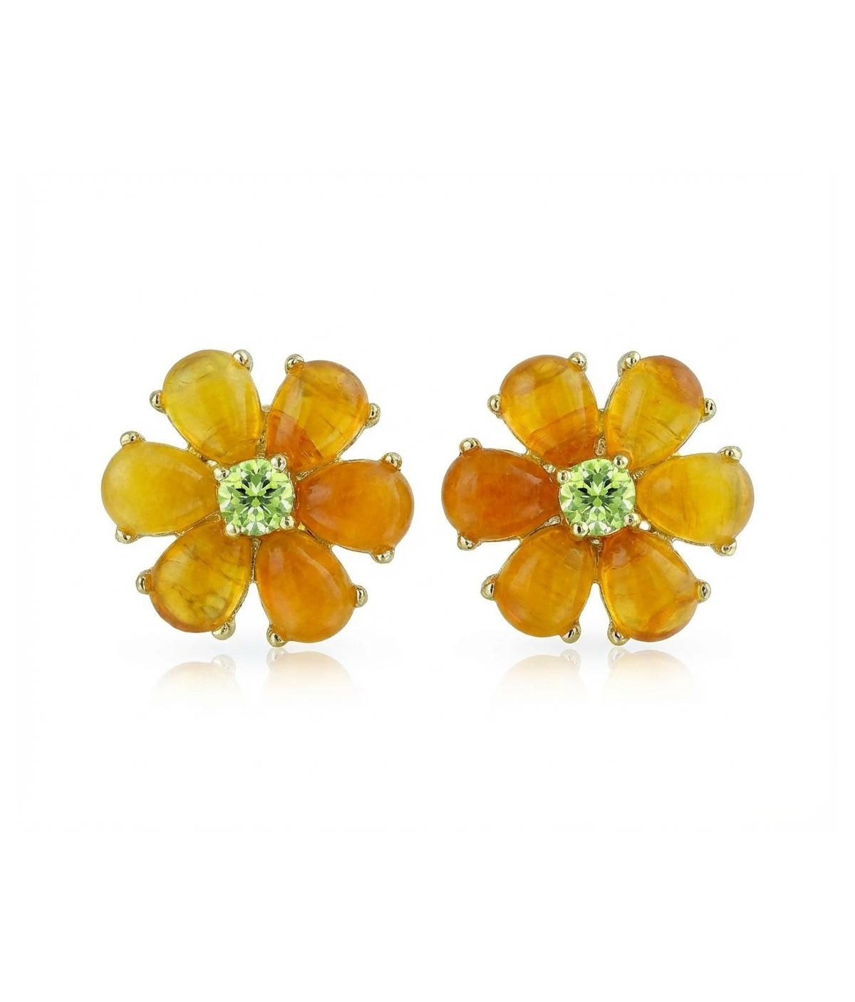 Click here for Bling Jewelry Floral Cz Center Jade Flower Stud Ea... prices