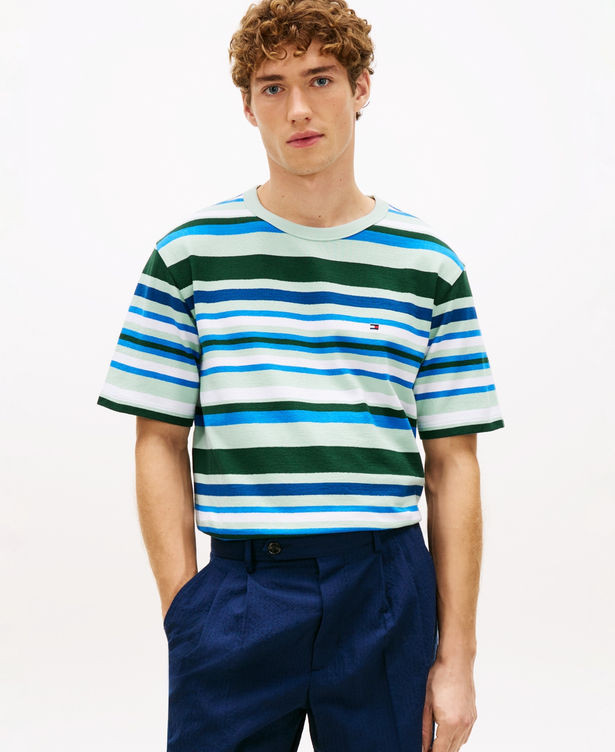 Click here for Tommy Hilfiger Mens Multi-Stripe T-Shirt - Crushed... prices