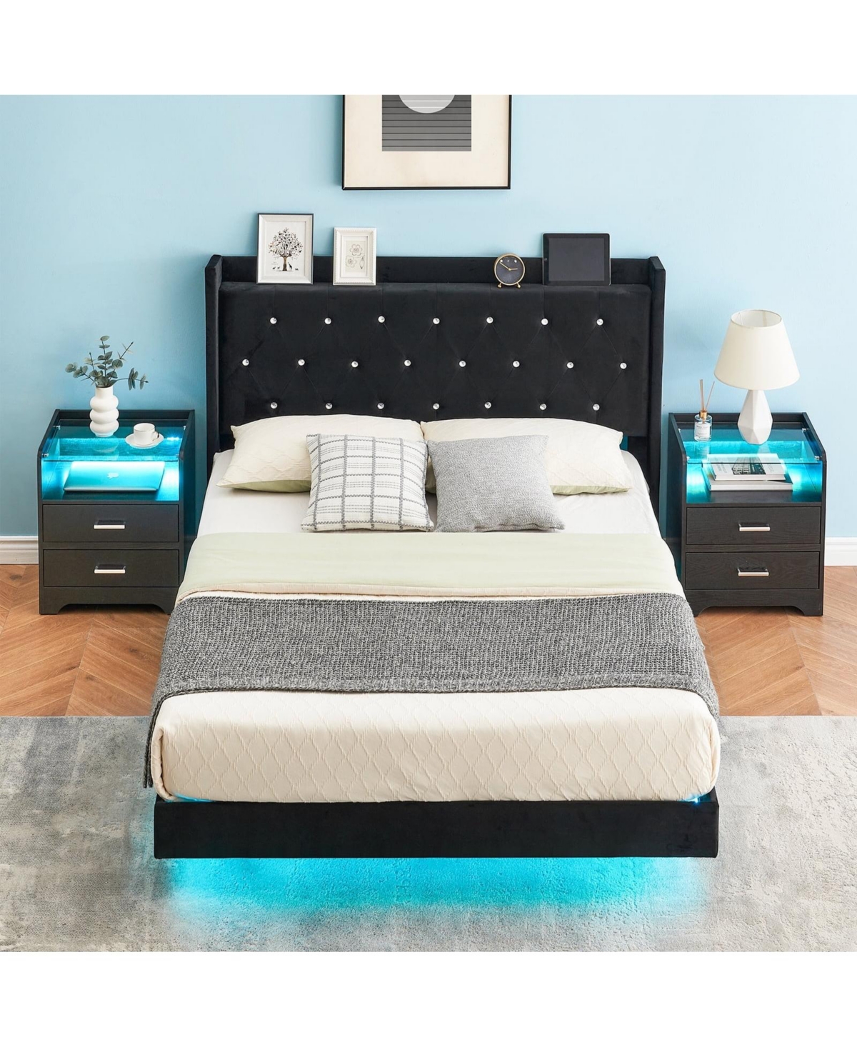 Click here for gaomon Bed Frame with Led Lights  Modern Wood Floa... prices