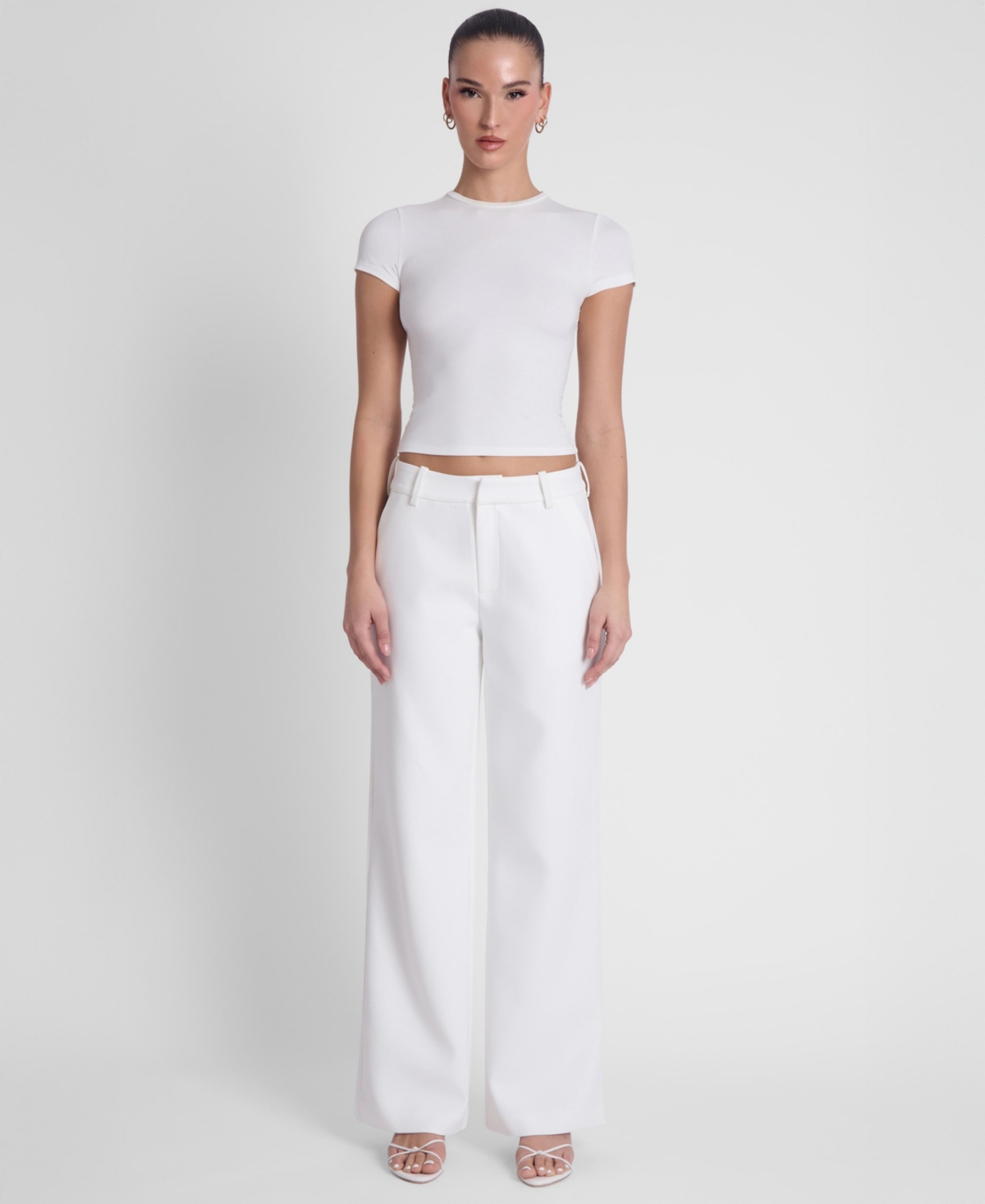 Click here for Leau Womens Classic Column Straight Trousers - Whi... prices