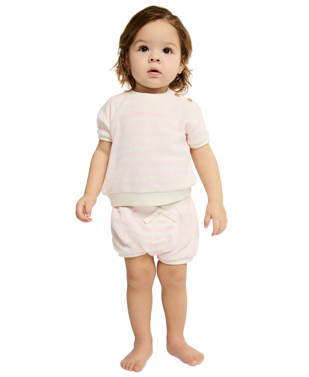 Click here for Calvin Klein Baby Girls Top and Striped Waffle Kni... prices