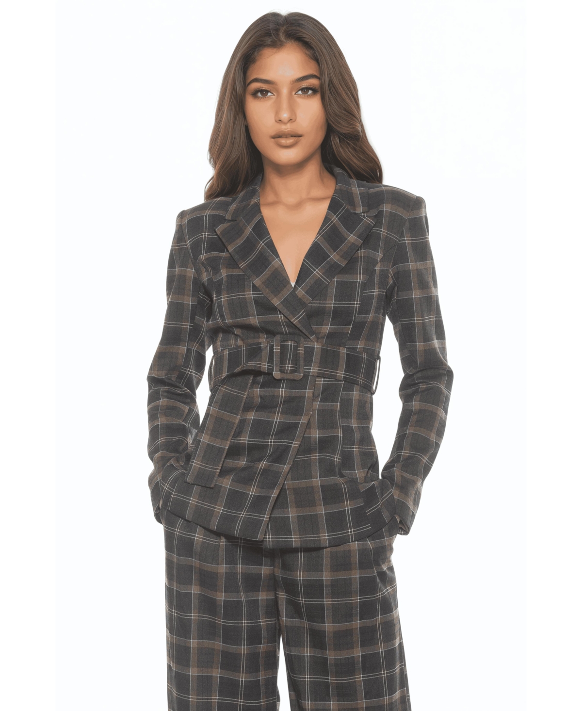 Click here for Alexia Admor Womens Janna Plaid Long Sleeve Longli... prices