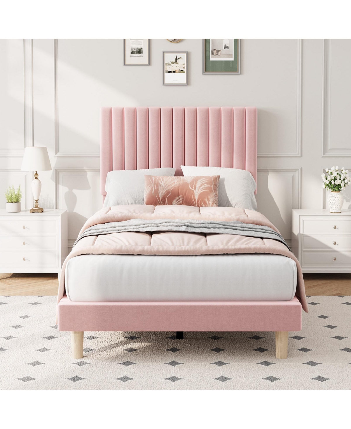 Click here for gaomon Upholstered Platform Velvet Bed Frame with... prices