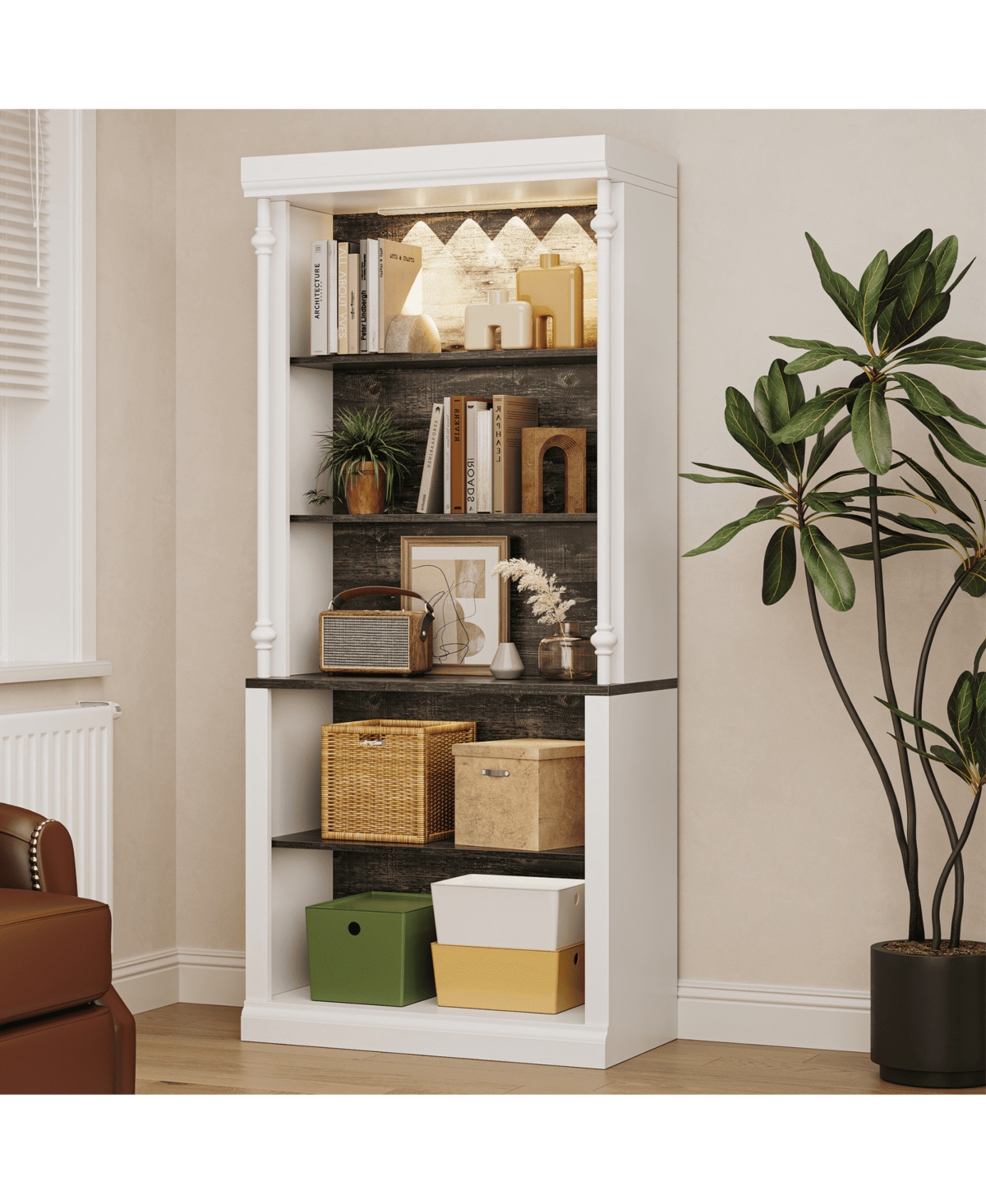 Click here for gaomon 71 Tall Bookcase with Led Lights  Free-Stan... prices