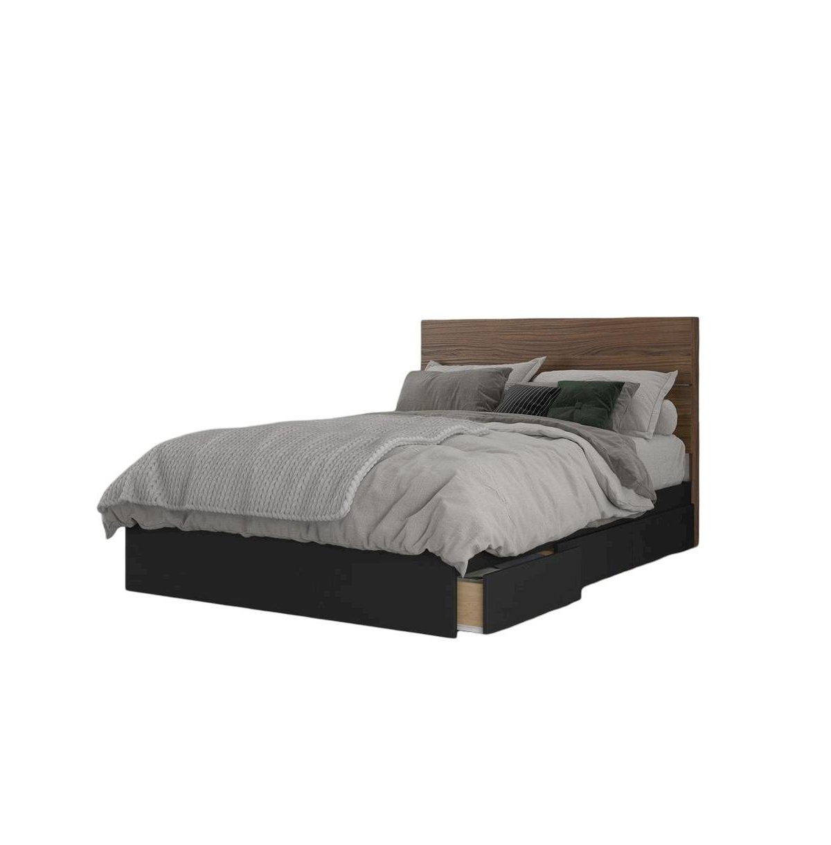 Click here for Nexera Bed Frame And Headboard  Full. - Walnut  bl... prices