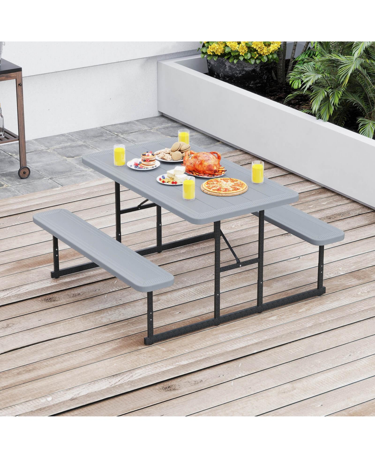 Click here for Picnic Table Bench Set for 2-4 People Outdoor Rect... prices