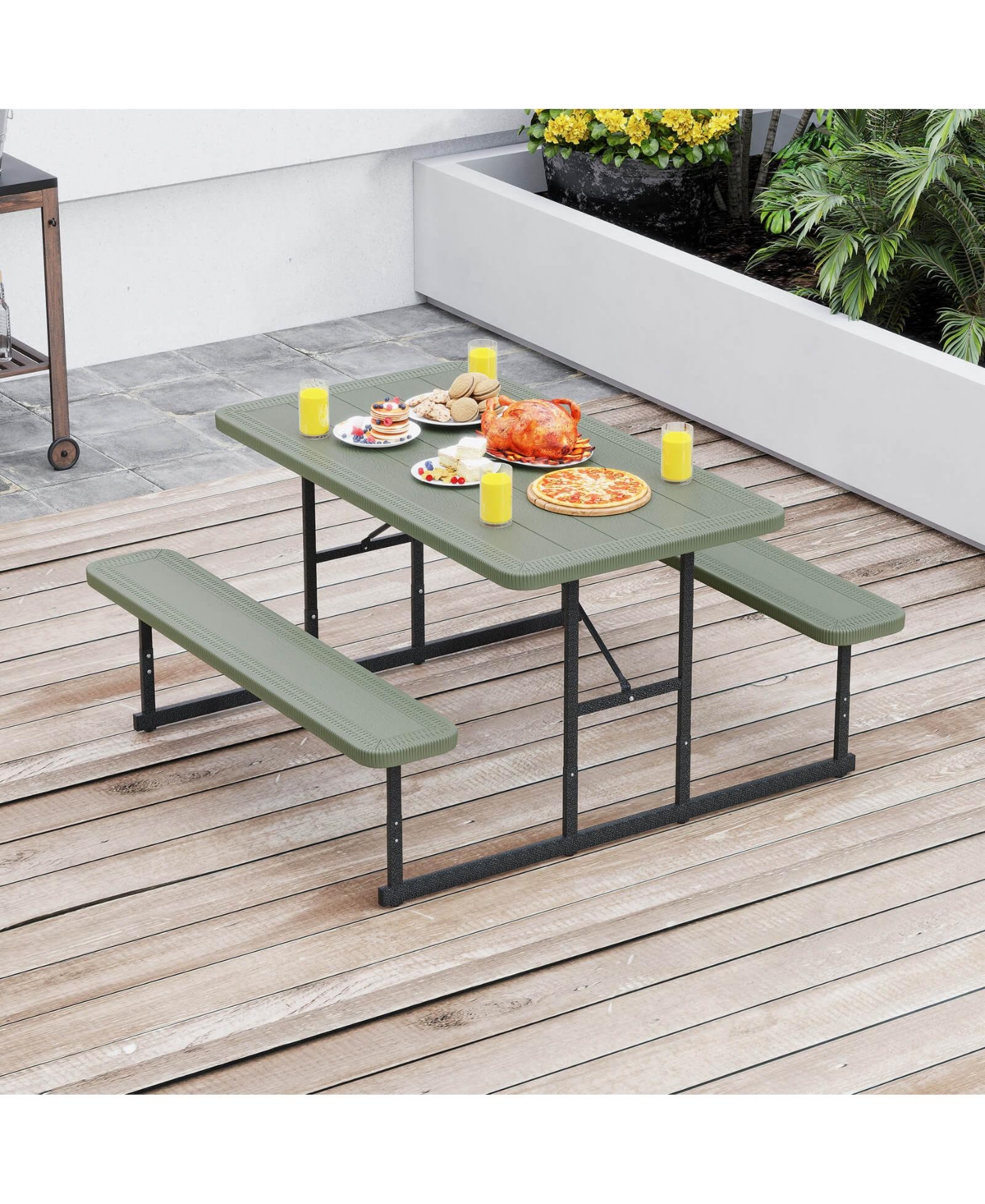 Click here for Picnic Table Bench Set for 2-4 People Outdoor Rect... prices