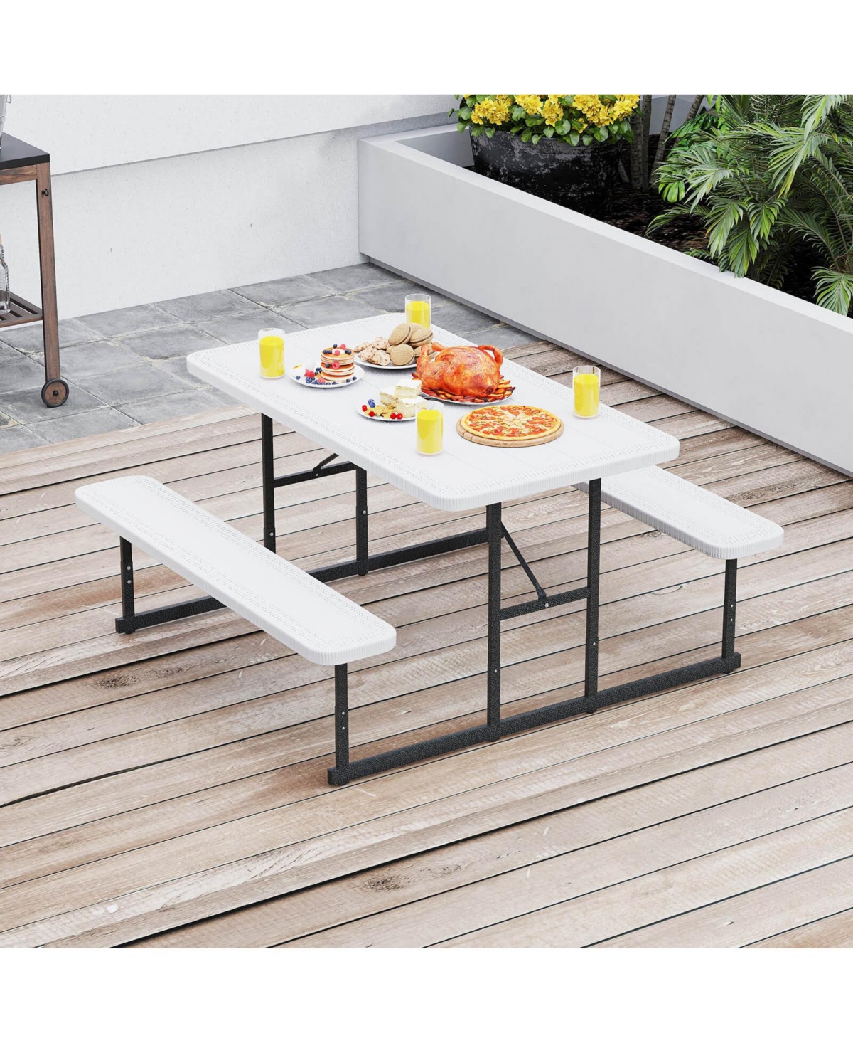 Click here for Picnic Table Bench Set for 2-4 People Outdoor Rect... prices