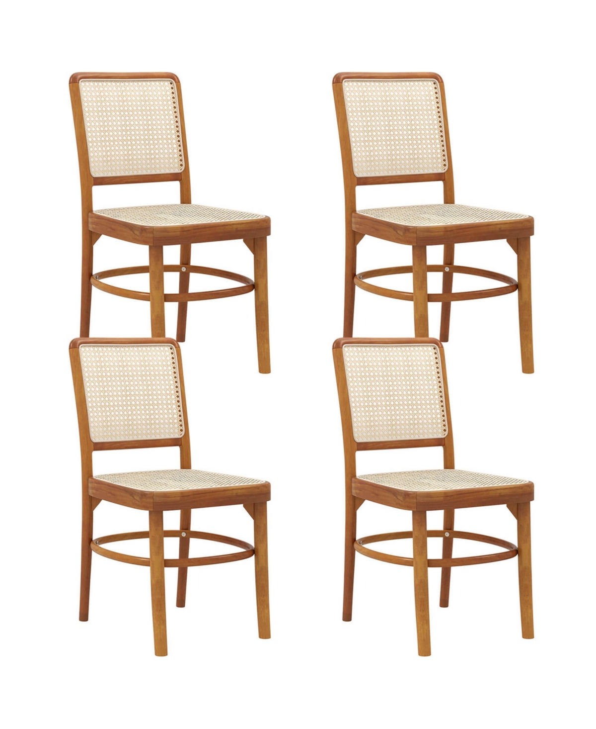 Click here for Set of 4 Boho Dining Chairs with Teak Wood Structu... prices