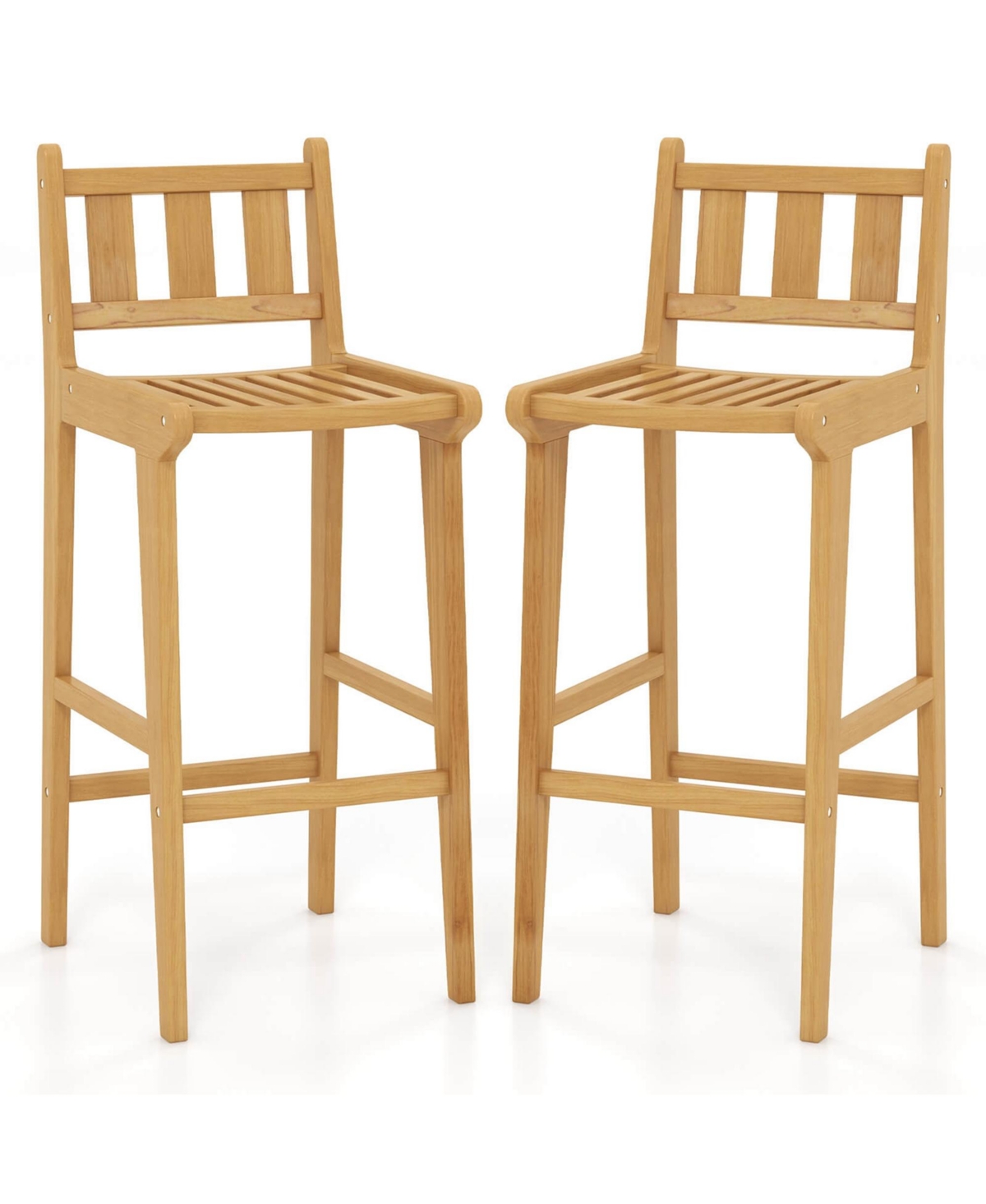 Click here for 2 Pcs 30" Teak Wood Bar Stool with Footrest &... prices