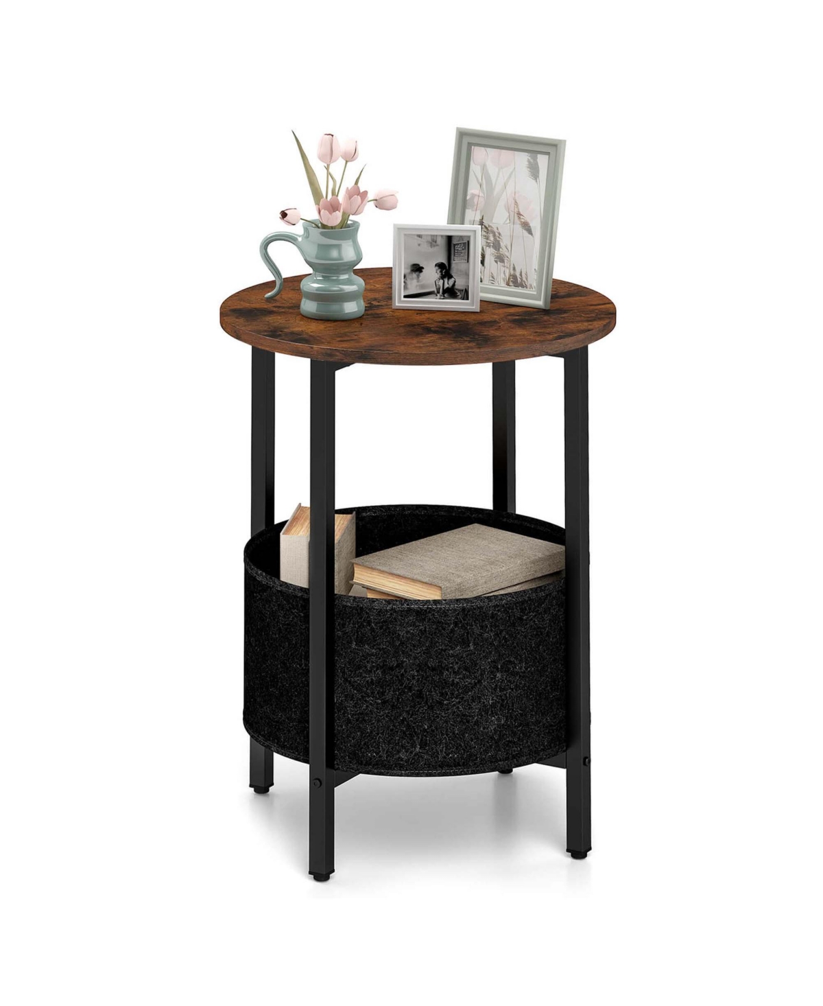 Click here for 1 Pcs Round End Table with Felt Storage Basket Stu... prices