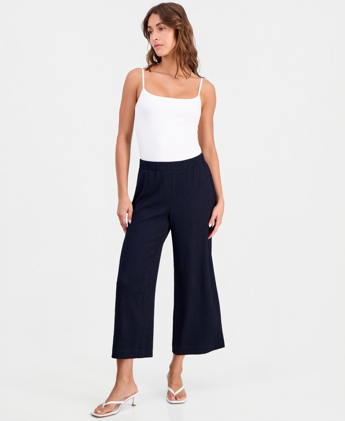 Click here for Bar Iii Womens Textured Pull On Wide-Leg Pants  Ma... prices
