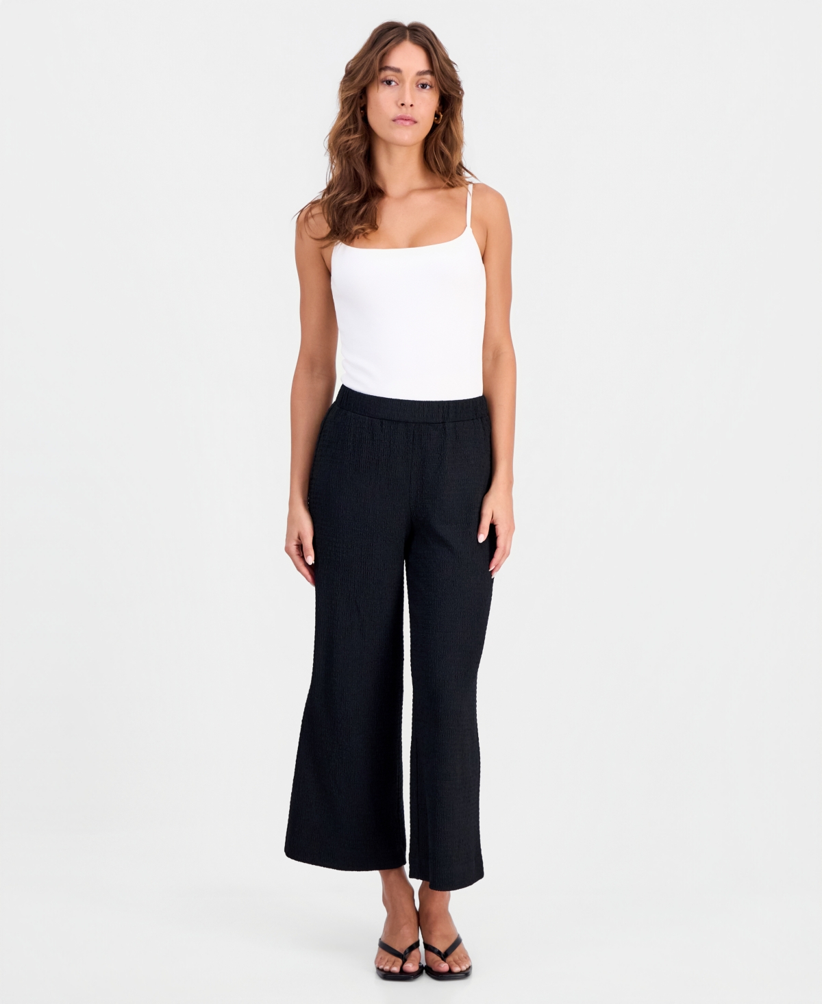 Click here for Bar Iii Womens Textured Pull On Wide-Leg Pants  Ma... prices