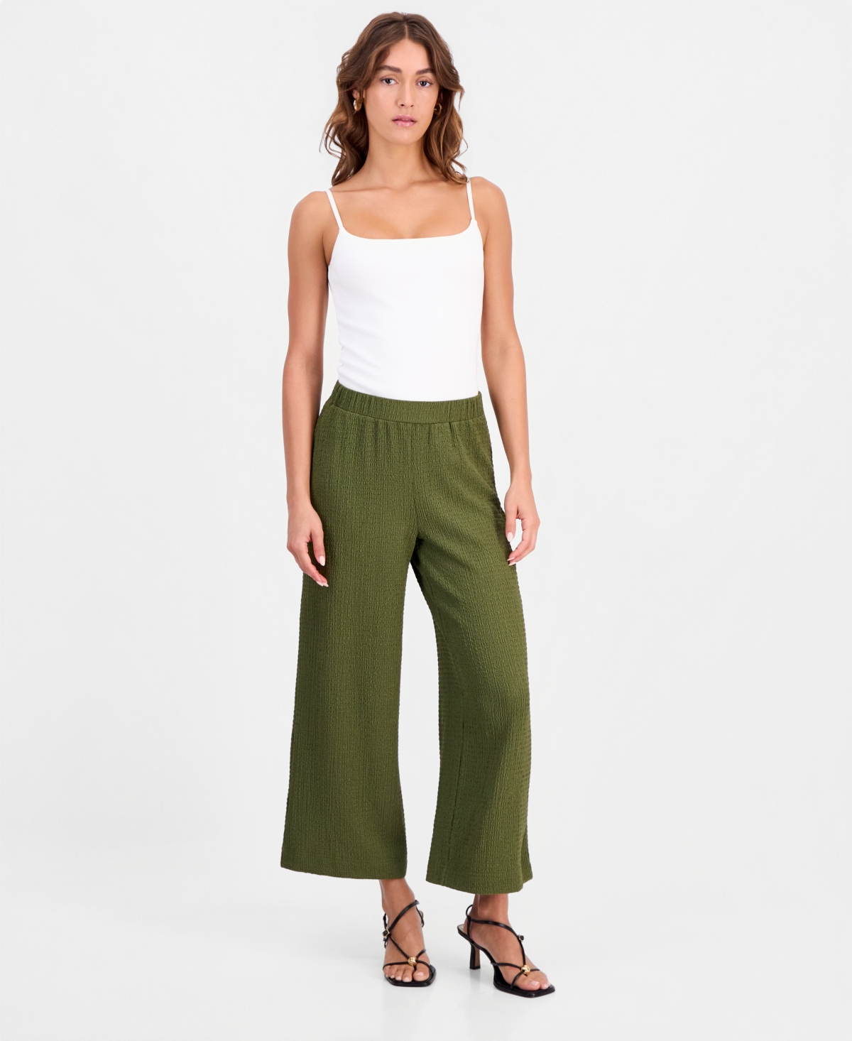 Click here for Bar Iii Womens Textured Pull On Wide-Leg Pants  Ma... prices
