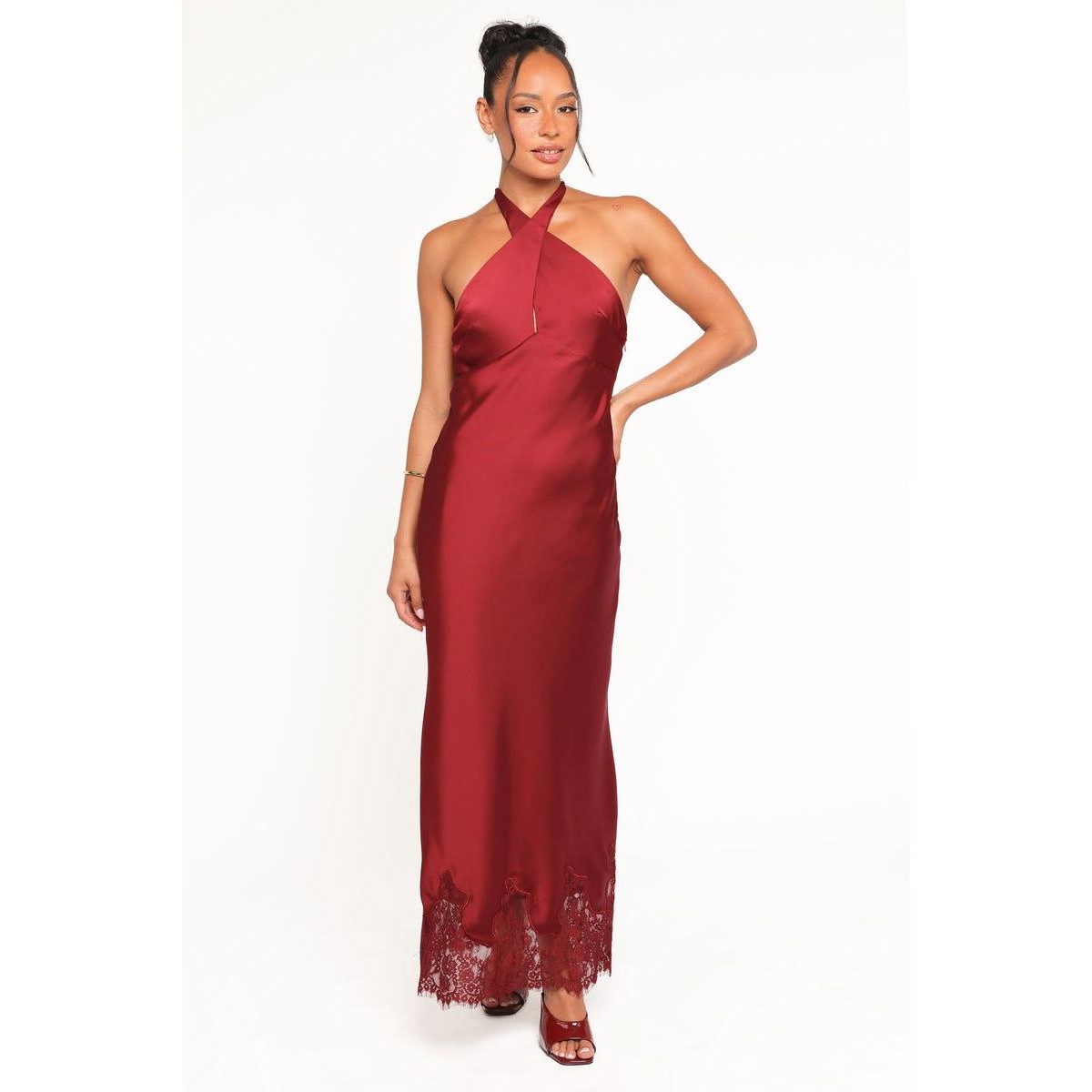 Click here for Petal and Pup Womens Jeannie Maxi Dress - Dark red prices