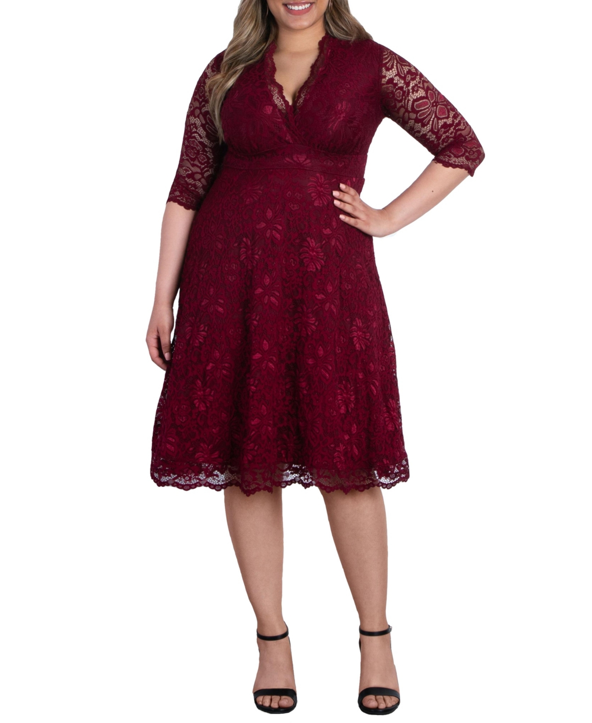 Click here for Womens Plus Size Mademoiselle Lace Cocktail Dress... prices