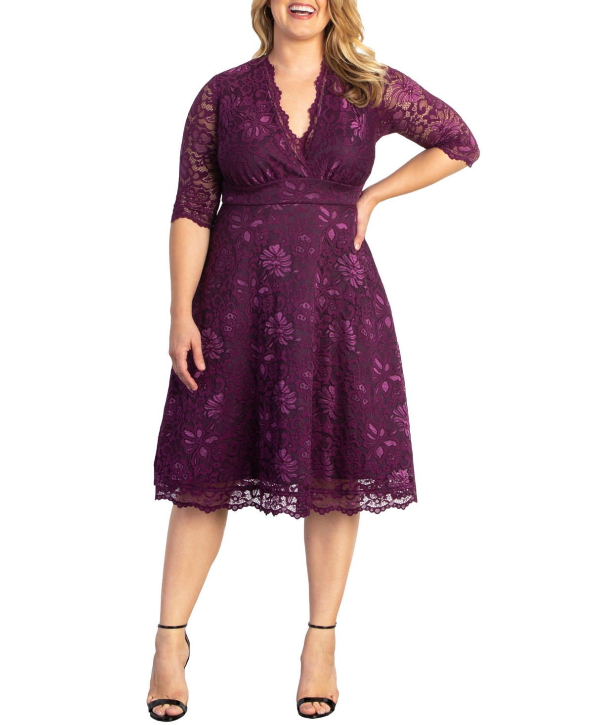 Click here for Womens Plus Size Mademoiselle Lace Cocktail Dress... prices