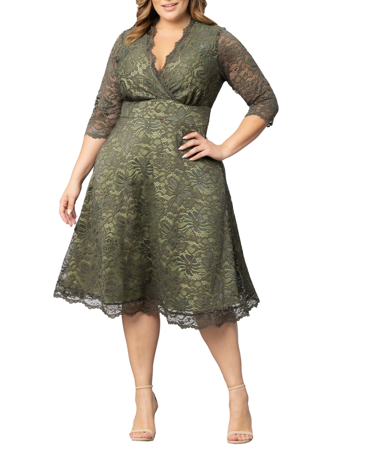 Click here for Womens Plus Size Mademoiselle Lace Cocktail Dress... prices