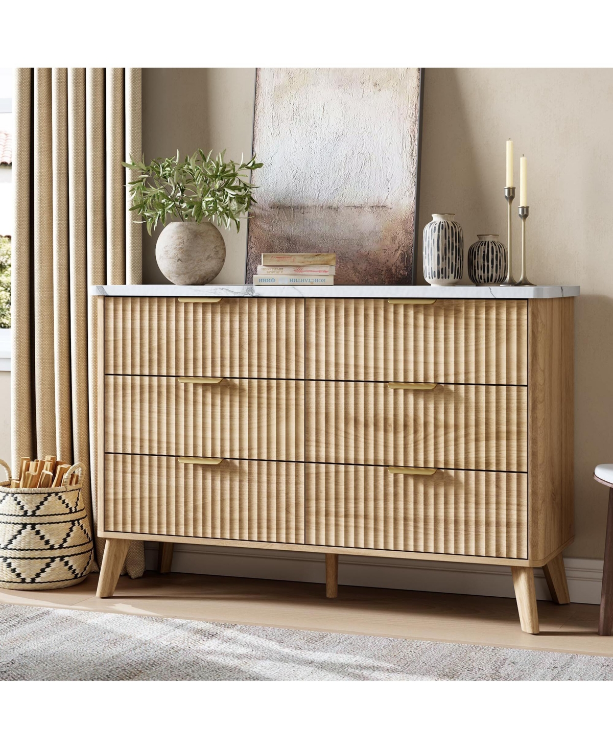 Click here for gaomon Fluted Dresser for Bedroom  6 Deep Drawer M... prices
