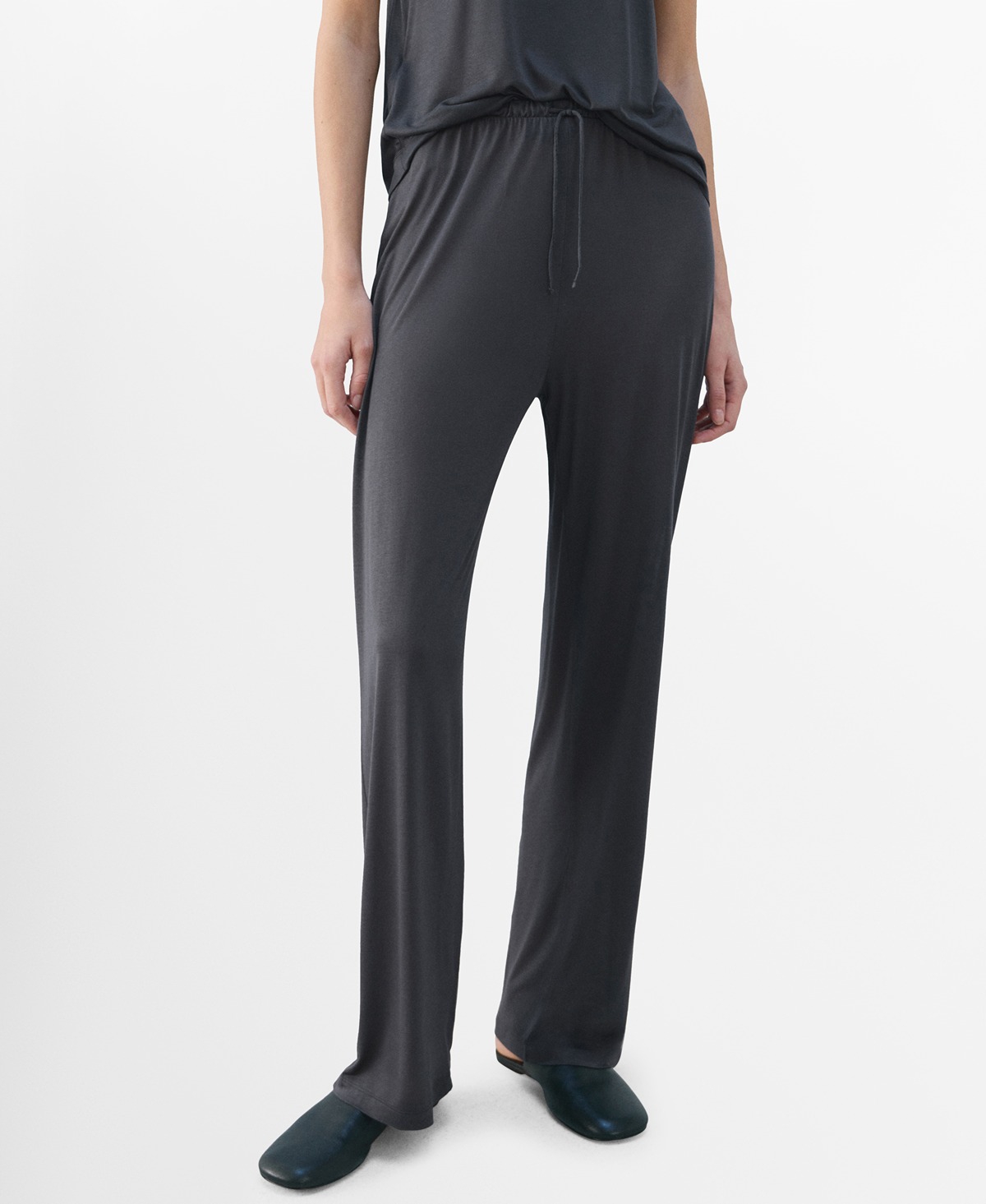 Click here for Mango Womens Micro-Modal Pajama Pants - Charcoal prices