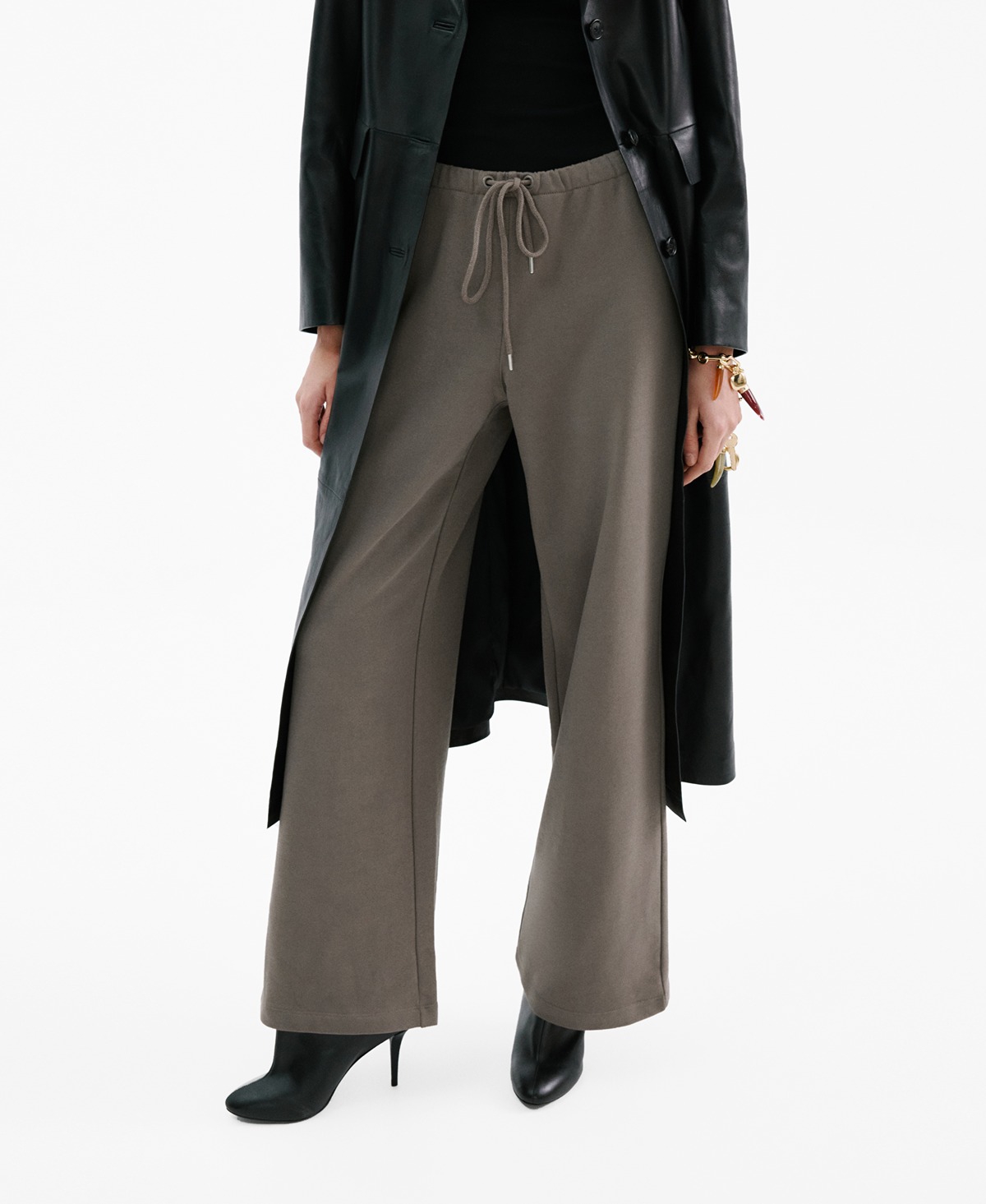 Click here for Mango Womens Elastic Waist Cotton Pants - Gray prices