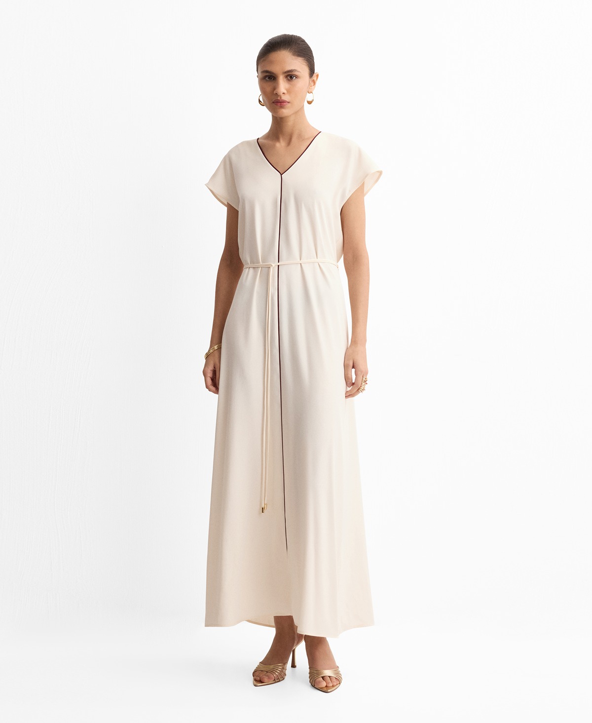 Click here for Mango Womens Belt Detail Dress - Ecru prices