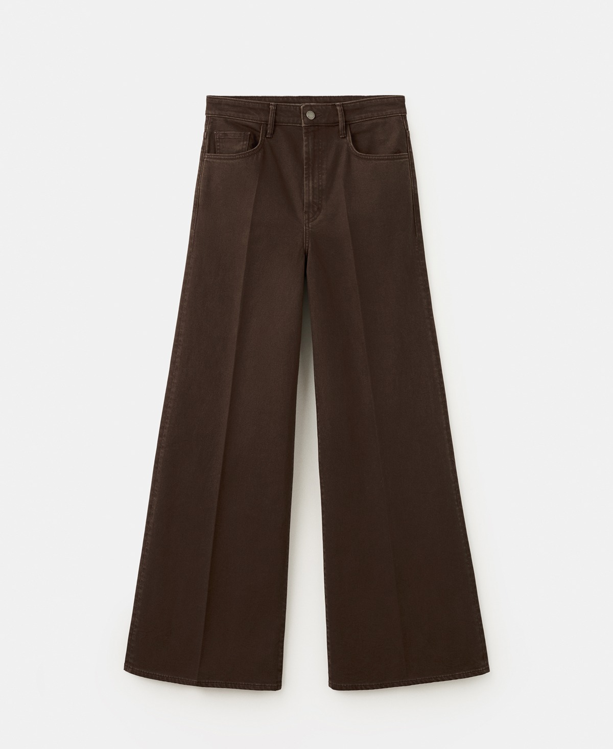 Click here for Mango Womens High-Waisted Wide Leg Jeans - Chocola... prices