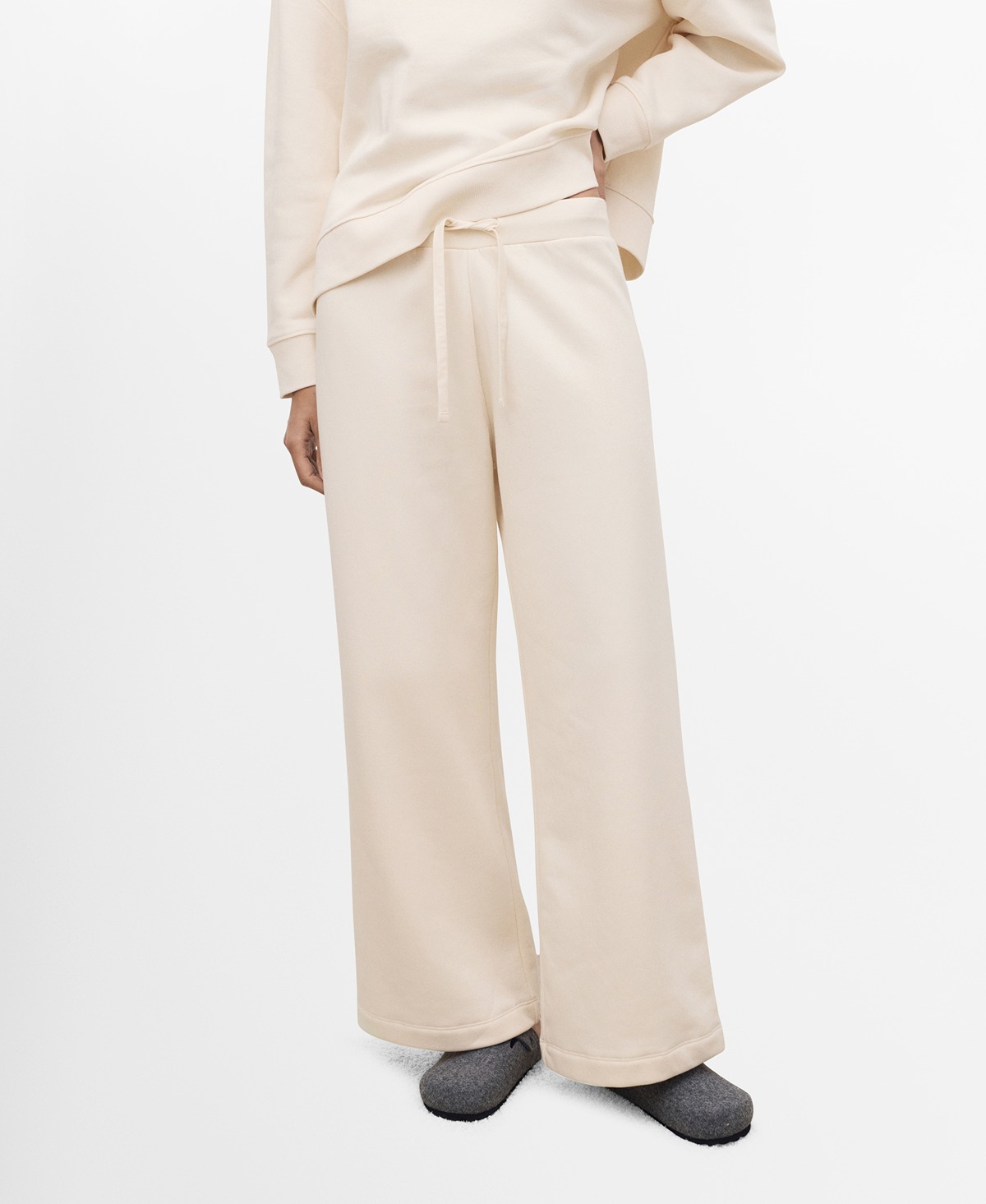 Click here for Mango Womens Fluid Long Cotton Pants - Vanilla prices