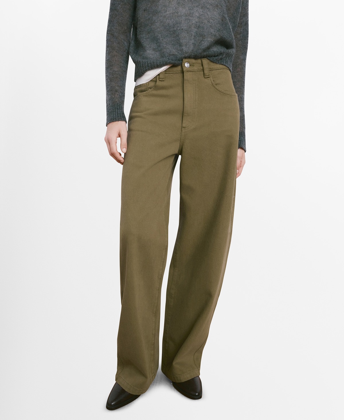 Click here for Mango Womens Mid-Rise Balloon Jeans - Khaki prices
