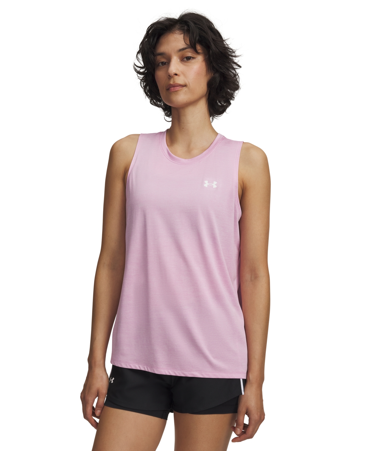 Click here for Under Armour Womens Tech Twist Tank - Pink Dawn/Wh... prices
